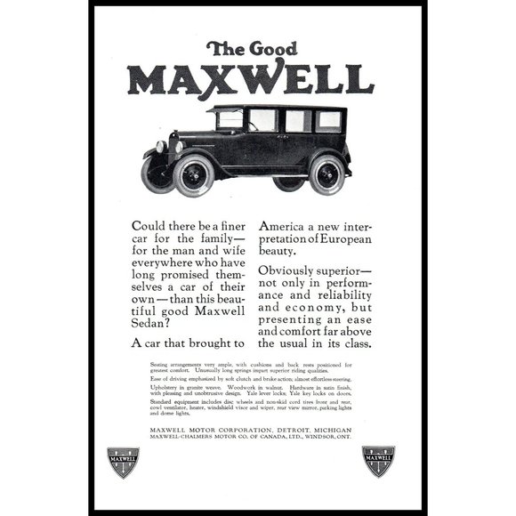 Maxwell Motors | Art | 924 Maxwell Motor Company Antique Car Sedan ...